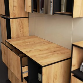 Skříňka pod umyvadlo VAMI W90 2SZ dub craft / černá