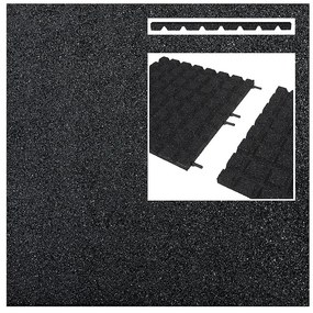 Černá gumová dlaždice (V30/R15) - délka 50 cm, šířka 50 cm a výška 3 cm