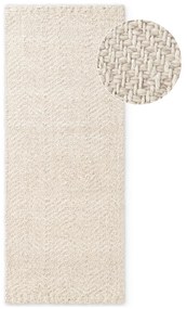Krémový/slonovinový ručně tkaný běhoun s příměsí vlny 80x200 cm Majoli – Elle Decoration