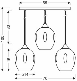 Černo-hnědý závěsný lustr Aspa pro žárovku 3x E27  - Candellux