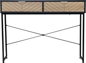 HOMCOM Úzký konzolový stůl s 2 zásuvkami, vyřezávaný design, moderní styl pro předsíň, obývací pokoj, ložnici 100x30x75 cm Černá a dub | Aosom
