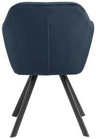 Scandi Tmavě modrá sametová jídelní židle Thalia