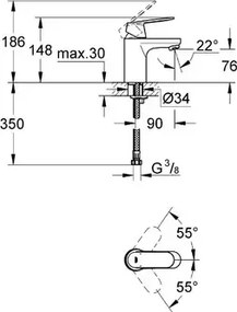 Grohe Eurosmart Cosmopolitan - Umyvadlová baterie chrom
