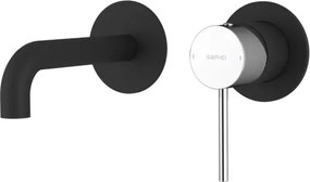Sapho Sapho, ULTRASAN 2-prvková podomítková umyvadlová baterie, hubice 16cm, černá mat/chrom, UT118VBC