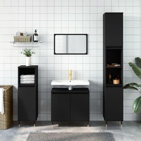 3dílný set koupelnového nábytku černý kompozitní dřevo,  3190268