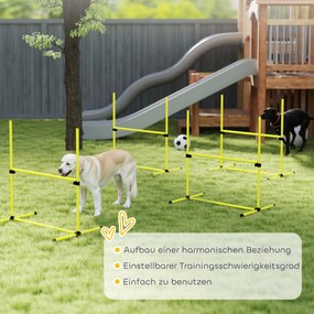 PawHut agility překážková sada 4 x překážky slalomové tyče sada pro výcvik psů z plastu žlutá 99x65x94cm pro aktivní výcvik psů | Aosom.de