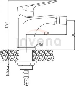 Invena Dokos, bidetová baterie, chromová, INV-BB-19-001-V
