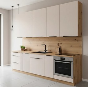 Kuchyňská linka SOLEA | 270 cm | artisan/kašmír | PREMIUM BOX | UNI dvířka | VÝBĚR ÚCHYTŮ