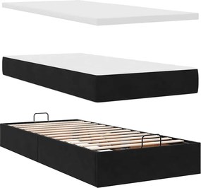 Osmanský rám postele s matrací černá 80x200cm samet 3311737