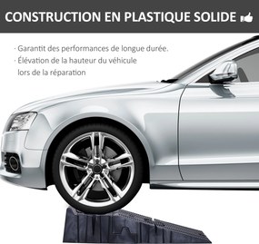DURHAND Plastové Nakládací Rampy pro Automobily, Přístupové Rampy, 2 Kusy, Nosnost 2,5 Tuny, 91 x 30 x 21 cm, Černé