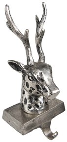 Stříbrný antik kovový háček na punčochu Srnec - 12*7*28 cm