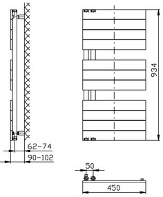 Aqualine, MILI topné těleso 450x934 mm, černý mat, DC606T