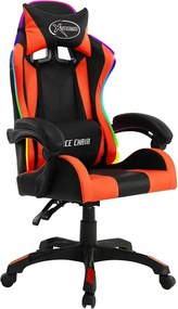 Herní židle s RGB LED podsvícením oranžovočerná umělá kůže 288002