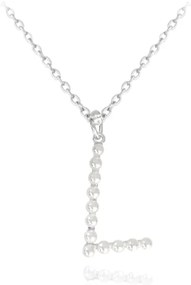 Stříbrný náhrdelník MINET písmeno "L" s perličkami JMAS710LSN45