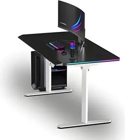 ULTRADESK Quest bílá černá / Herní stůl / 140 x 70 cm / 72-120 cm / el
