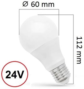 LED žárovka E27 10W 1100lm 24V AC/DC, denní, ekvivalent 76W