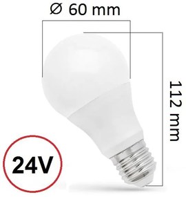 LED žárovka E27 10W 1050lm 24V AC/DC, teplá, ekvivalent 75W