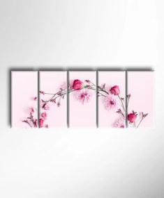 Malvis ® Obraz Růžová tématika květin ROZMĚR (šířka x výška): pětidílný obdélník 150x60 cm