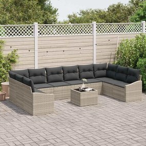 Set pohovek 11 ks Světle šedá polyratan 3346912