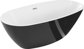 Mexen Eris, volně stojící vana 180 x 80 cm, bílá-černá, chromový přepad, 53441808075-01