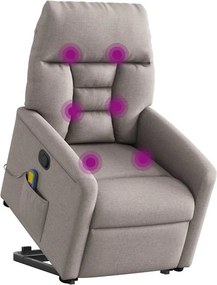 Zvedací masážní polohovací křeslo taupe textil 3303049