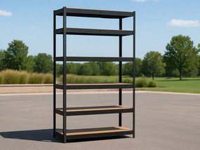 Regál 220x100x60 cm lakovaný 6-policový, nosnost 1050 kg - černý