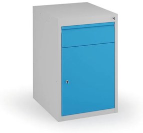 Podstavný dílenský box na nářadí s dveřmi a zásuvkou KOVONA, bez polic, 800 x 480 x 610 mm