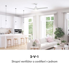 Klarstein Figo, bílý, stropní ventilátor, 52 ", 55 W, stropní lampa, 2 x 42 W, dálkový ovladač