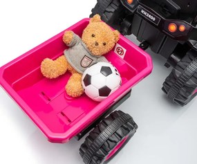 Elektrický traktor Milly Mally s přívěsem růžový