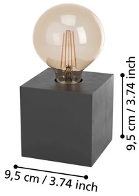 Stolní lampa Prestwick 2 s dřevěnou kostkou, černá