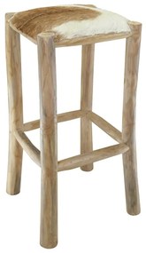 Barová stolička kozí kůže a masivní teak 244544