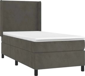 vidaXL Box spring postel s matrací a LED 100x200 cm samet [3139428] Barva: Tmavě šedá