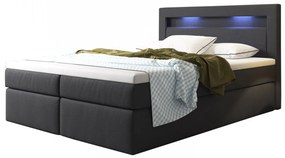 Goleto Postel Box Spring Memphis s úložným prostorem a LED osvětlením 140 x 200 cm | tmavě šedá