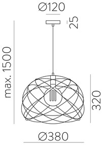 ACB Iluminacion Závěsné svítidlo BELLONA, ⌀ 38 cm, 1x E27 15W