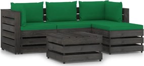 vidaXL 5dílná zahradní souprava s poduškami zeleně impregnované dřevo [3068063] Barva: Krémová a šedá