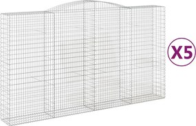 Klenuté gabionové koše 5 ks 400x50x220/240cm pozinkované železo 3147077