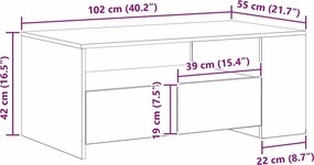vidaXL Konferenční stolek 102x55x42 cm kompozitní dřevo [862733] Barva: šedá sonoma