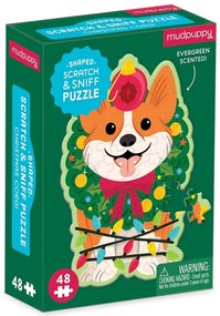 Mudpuppy Puzzle Vánonční pes Corgi s vůní chvojí 48 dílků