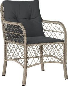 3dílný bistro set s poduškami světle šedý polyratan 3212166