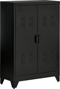 HOMCOM skříňka na dokumenty se žaluziovými dvířky, úložná skříňka s policemi, černá, 75 x 33 x 110 cm pro kancelář a obývací pokoj | Aosom.de