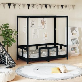 Dětská postel černá 70 x 140 cm masivní borové dřevo - Default Title