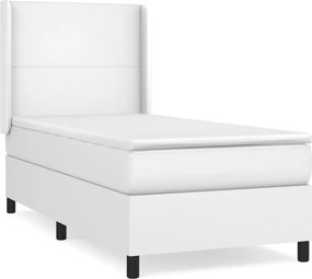 Box spring postel s matrací bílá 90x190 cm umělá kůže 3132352
