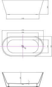 Polysan Polysan, AZRA volně stojící vana 170x80x58cm, bílá, 68631