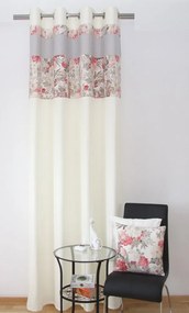 Dekorační krémový hotový závěs na okno s květinovým vzorem Šířka: 140 cm | Délka: 250 cm (v sadě 1 kus)
