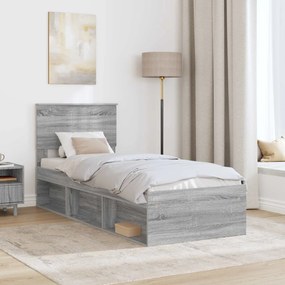 Rám postele s čelo Šedá Sonoma 75 x 190 cm Masivní borové dřevo 3410668