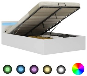 vidaXL Rám postele LED s úložným prostorem bílý umělá kůže 140x200 cm