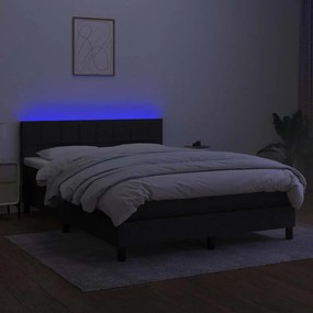 Box spring postel s matrací a LED černá 140x190 cm textil 3133151