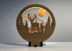 Li-Go "Jelen a laň" lampa 20x22cm provedení povrchu: dub světlý