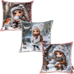 Sada 3 ks povlaků na polštářky WINTER GIRLS 45 x 45 cm
