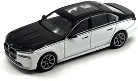 Mini gt bmw i7 xdrive 60 alpine - white/black met - 1:64